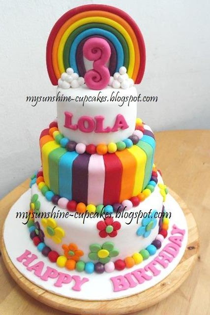 Mysunshine Cake: 3tier rainbow theme cake