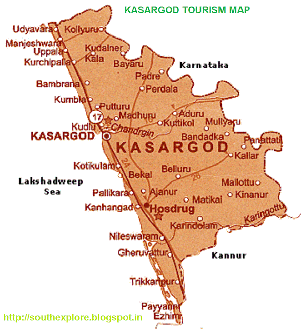 KASARGOD TOURISM MAP / TOURIST PLACES IN KASARGOD / KASARGOD TOURISM ...
