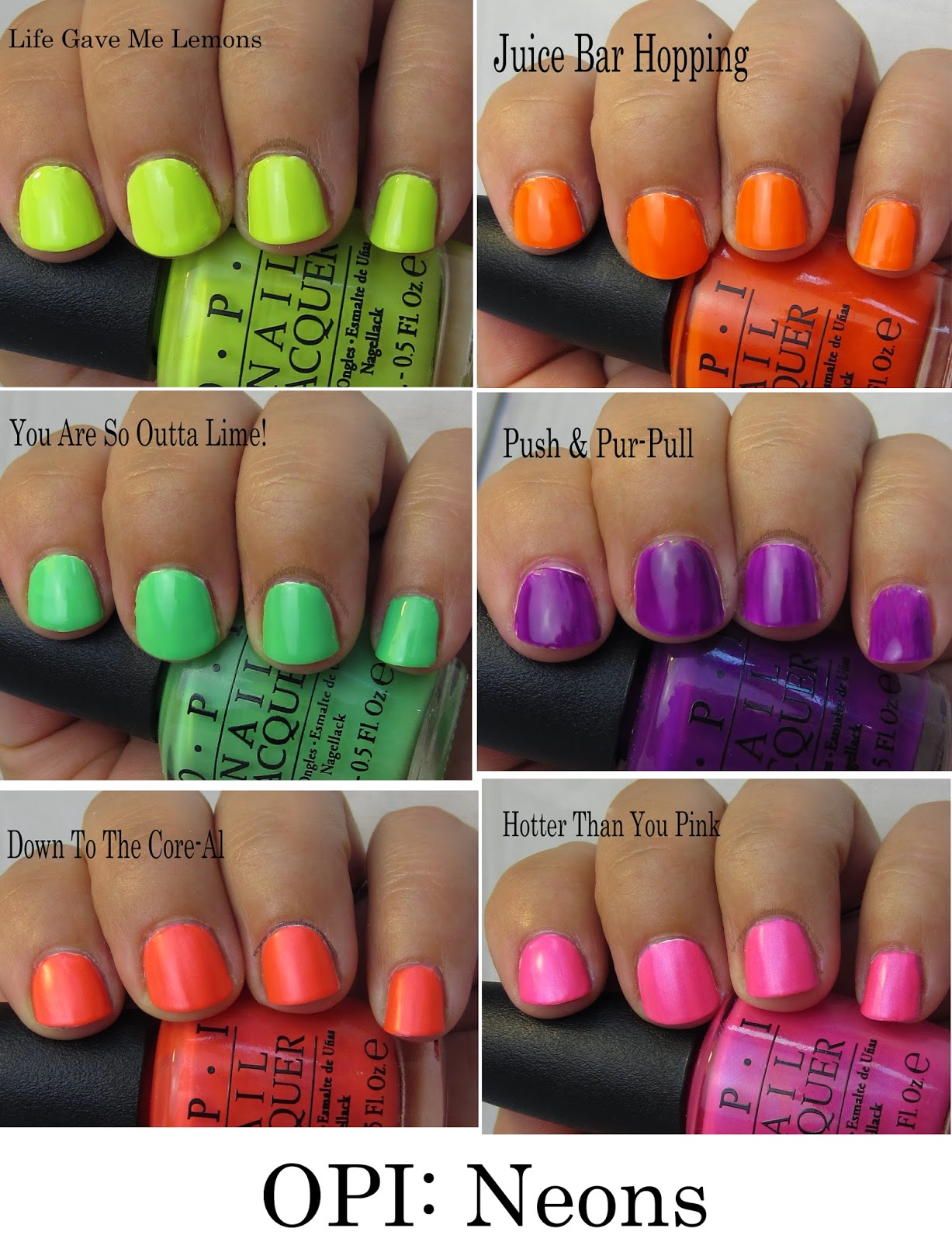 The Manicured Monkey: OPI: Neons - swatches