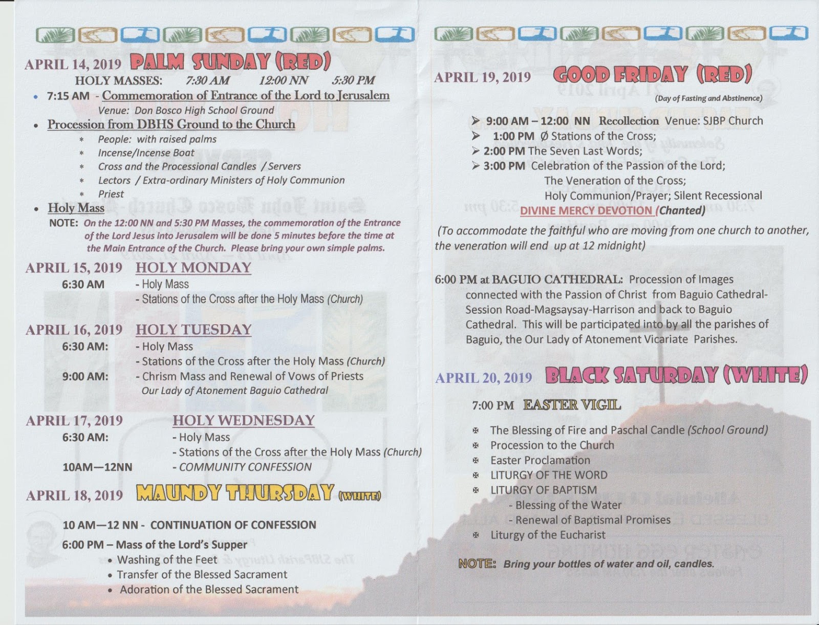 Manila Shopper: Lenten / Holy Week 2019 Church Schedule of Activities