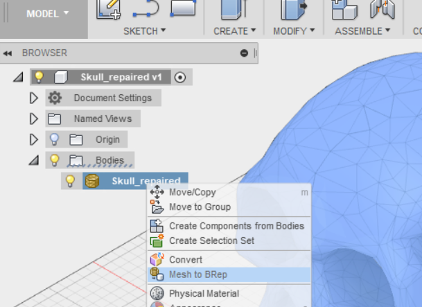 DiscoverThat - Journal: Fusion 360 Mesh to Body