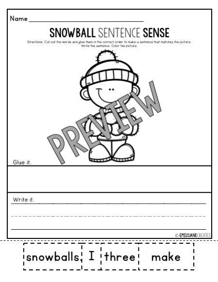 Emily Jane Creates: JANUARY NO PREP KINDERGARTEN PACKET-OVER 100 PAGES!