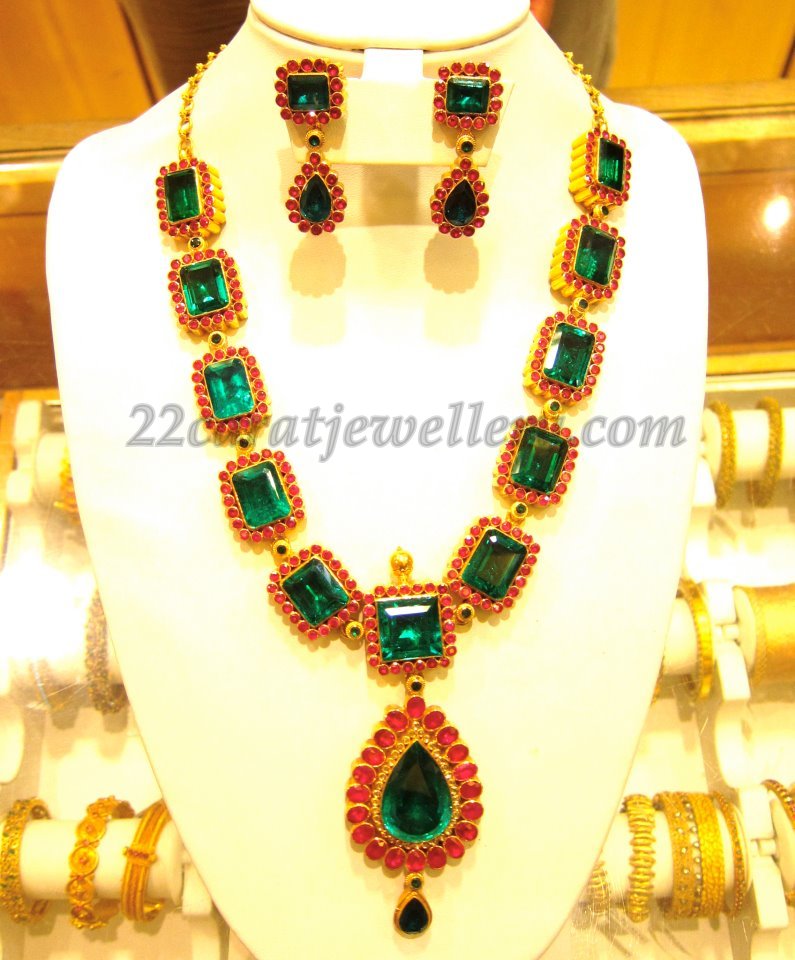 Emeralds and Uncut Ruby's Long Chain - Jewellery Designs