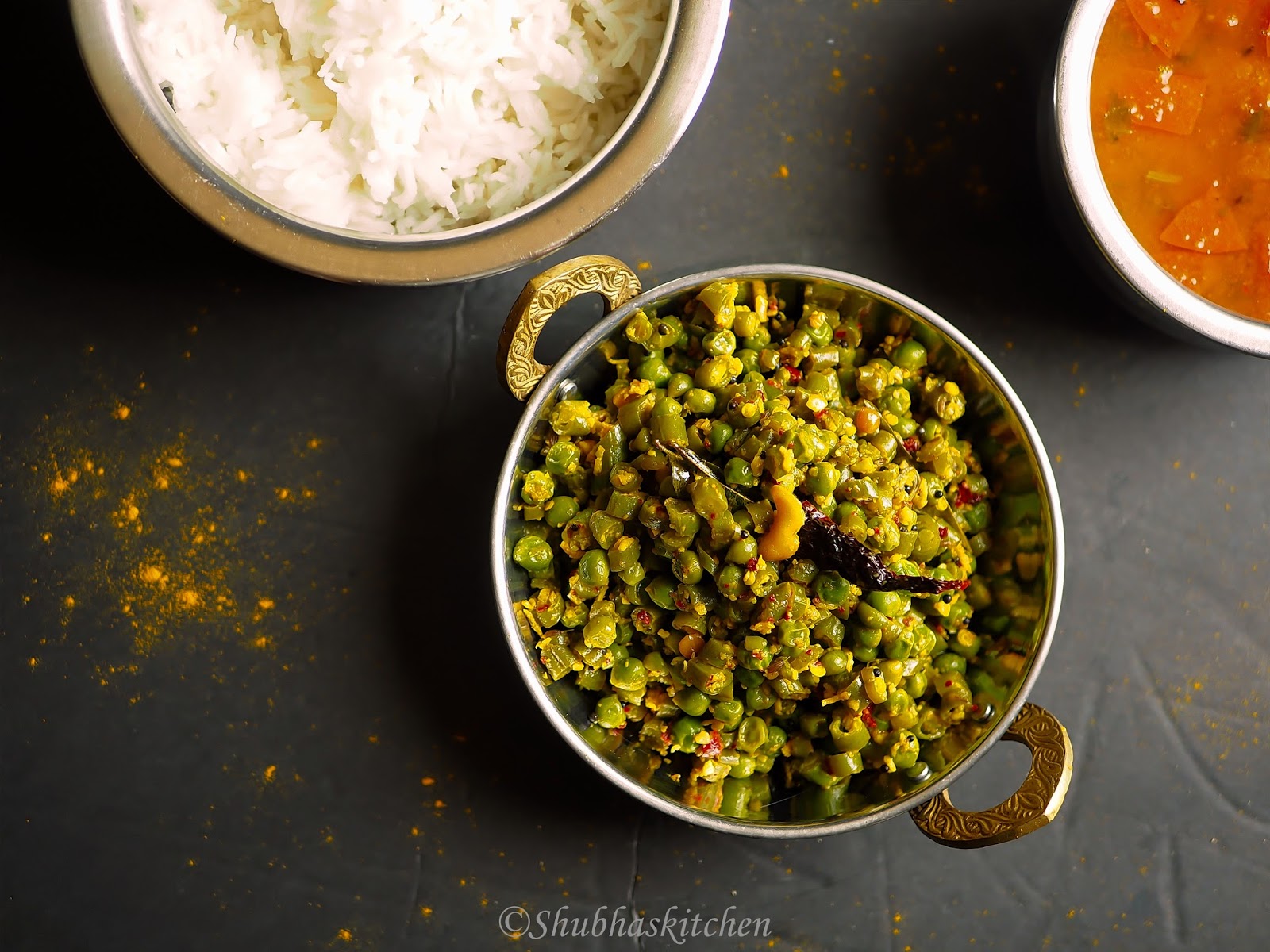 Meri Rasoi: Grean beans and Peas Palya / Sabzi / Stir-fry