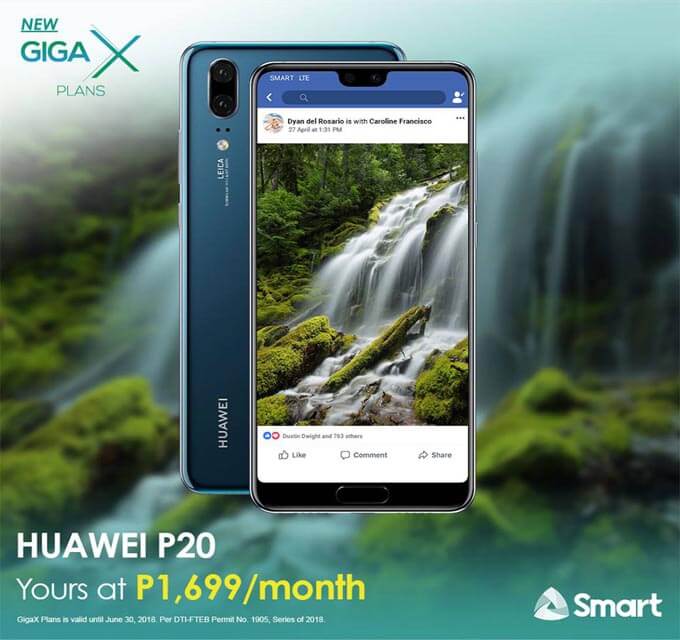 Huawei P20 now Available via Smart GigaX Plan 999 + Device Monthly Fee