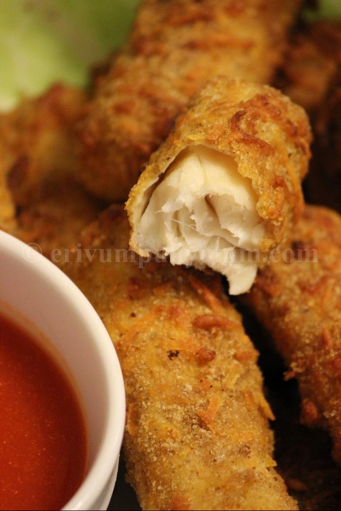 Erivum Puliyum: Baked Fish Sticks