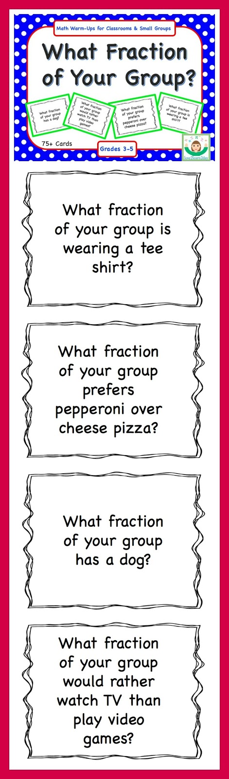 love2learn2day: Group Fraction Activity for Warm-Ups, Transitions, or ...
