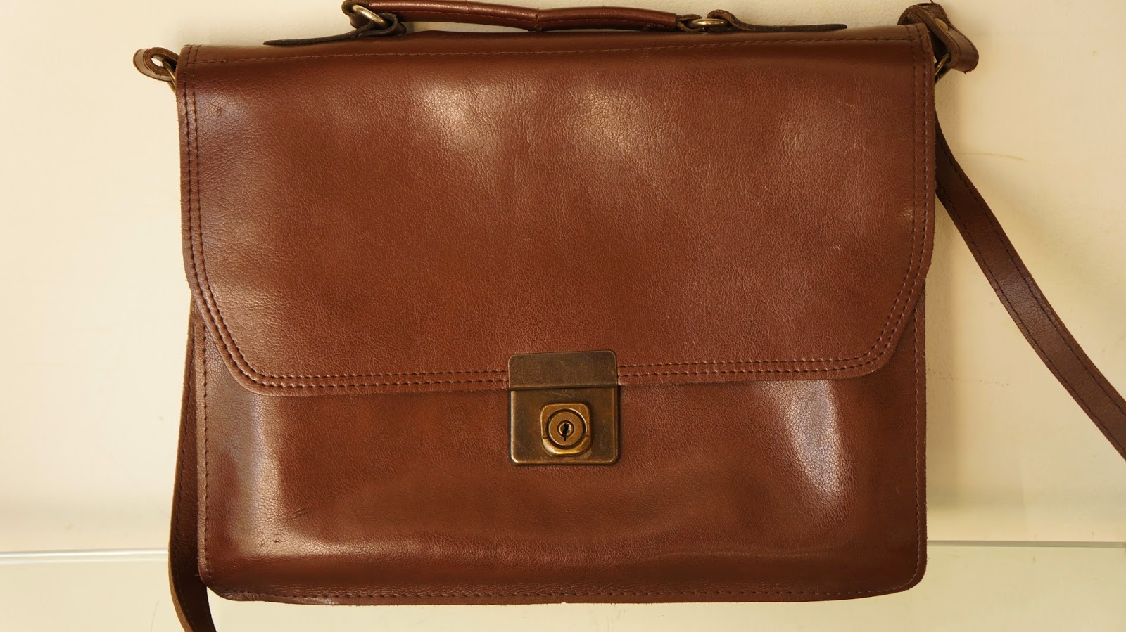 Cheney England Vintage bag leren tas met slot Leather Briefcase Attache
