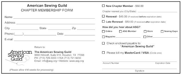 Hudson Valley NY Chapter American Sewing Guild: Membership Form