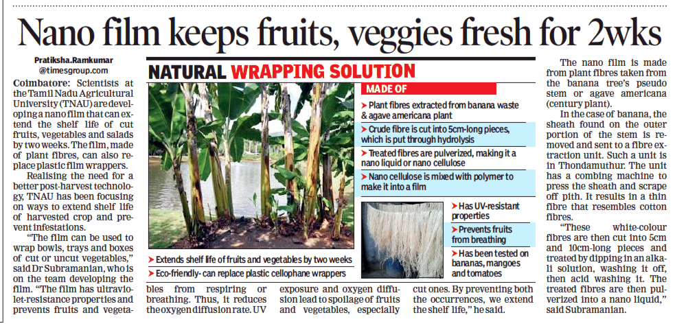 FOOD SAFETY LATEST: Nano film keeps fruits, veggies fresh for 2wks