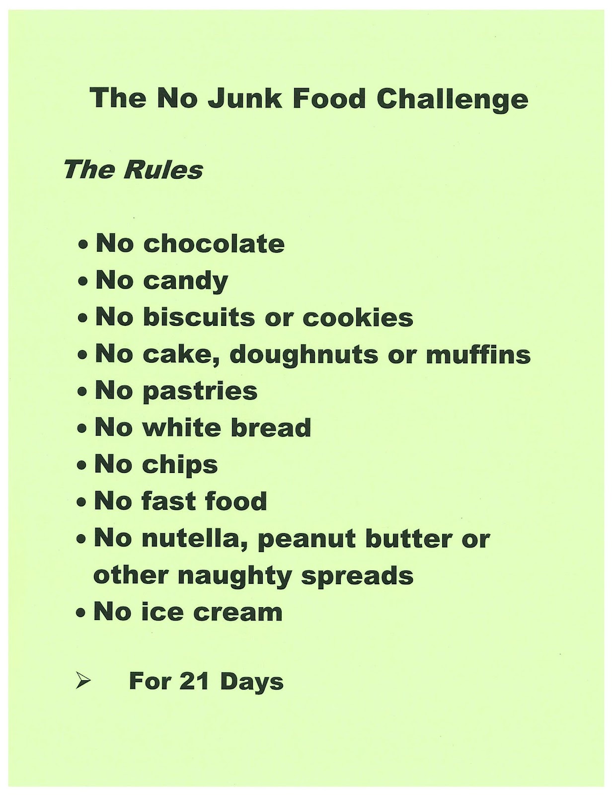 What's happening in my playground: The No Junk Food Challenge