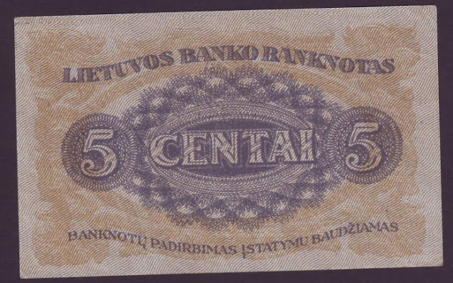 Lithuania money Centas 5 Centai banknote of 1922|World Banknotes ...