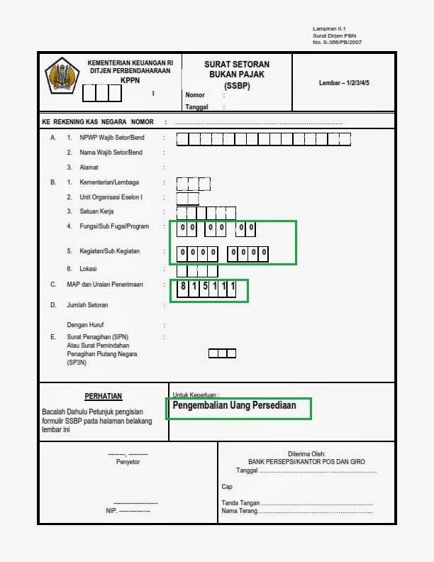 Penyetoran Sisa Dana UP dengan SSBP