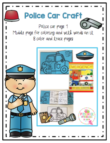 Police Car Craft ~ Preschool Printables