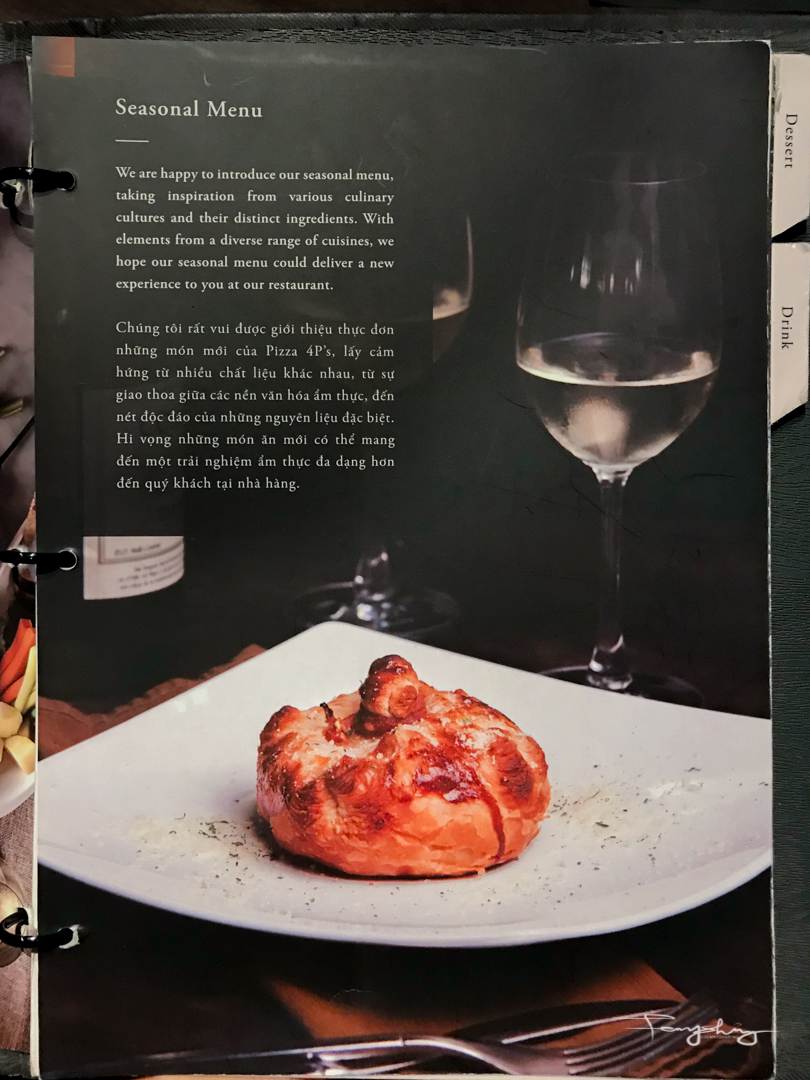 Pizza 4P's Menu @ Ho Chi Minh - FENNYSHARING