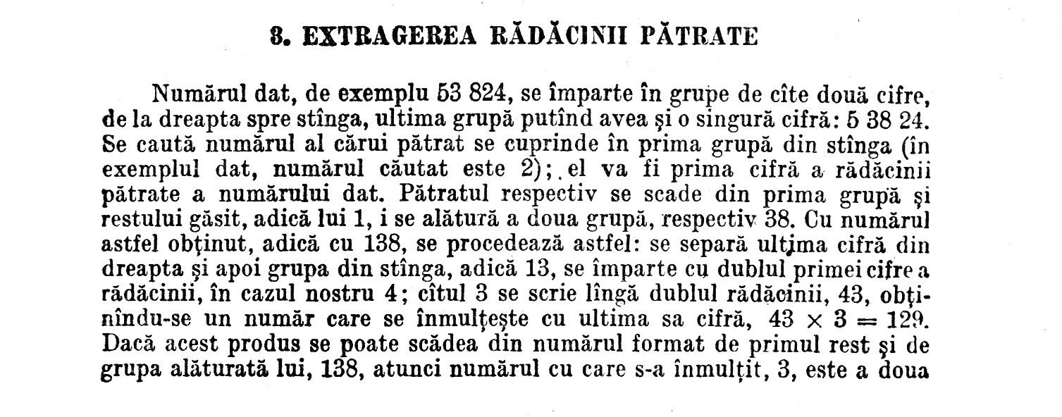 tabele matematice uzuale online: Aritmetică, Extragerea Rădăcinii Pătrate