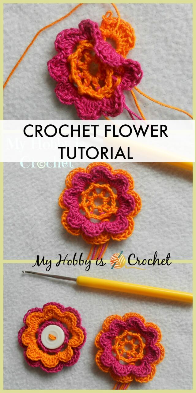 My Hobby Is Crochet: 2 Layered 8 Petal Thread Flower - Free crochet ...