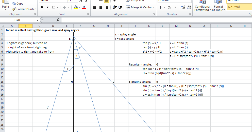 Woodworking in a Tiny Shop: Resultant and Sightline Angle Calculator