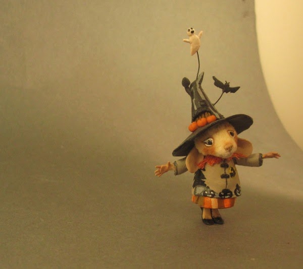 Aleah Klay Studio: Miniature Witch mouse Folk art painting #2 Halloween ...