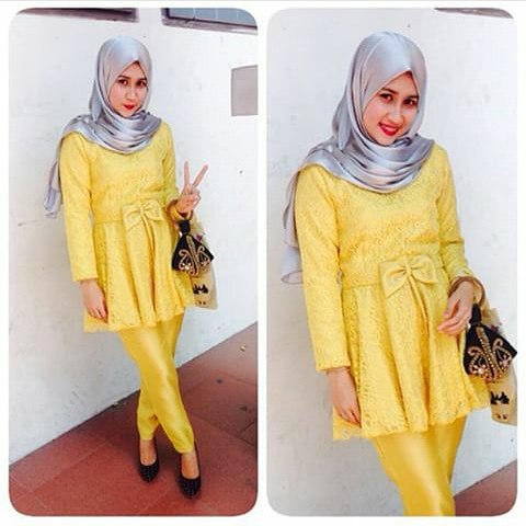 Kebaya Hijab Kuning Panjang - Inspirasi Kebaya Indonesia