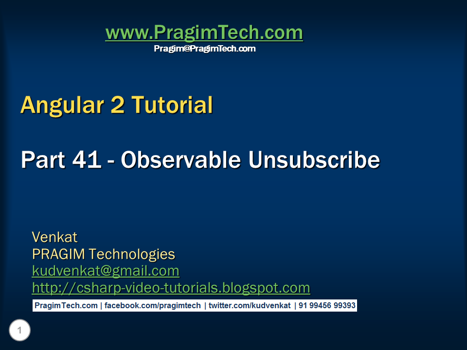 Sql Server Net And C Video Tutorial Angular Observable Unsubscribe Slides