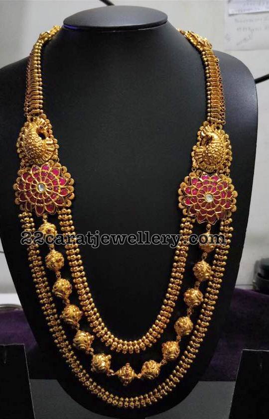 Antique Haram with Ruby Side Motifs - Jewellery Designs