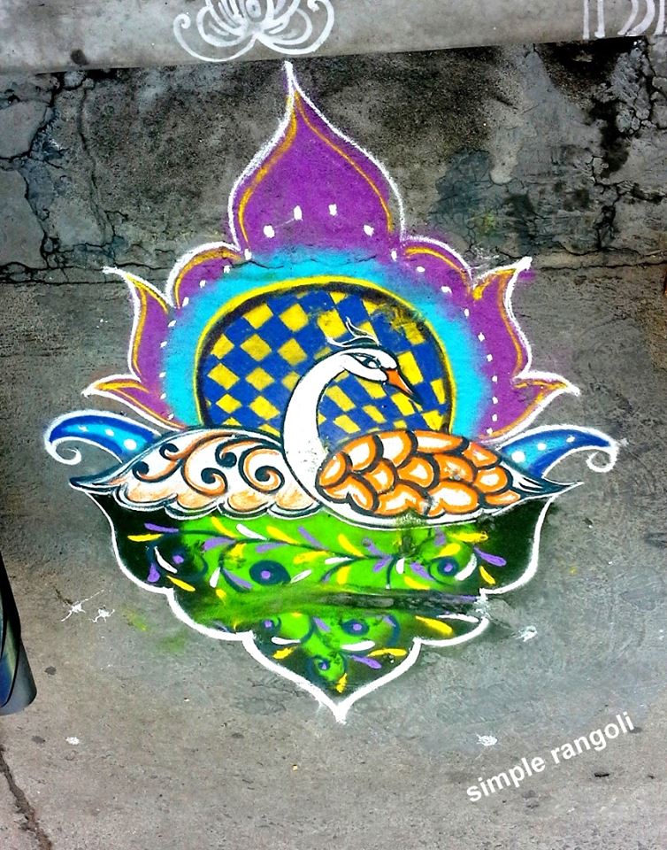 TELUGU WEB WORLD: A BEAUTIFUL SWAN RANGOLI ART