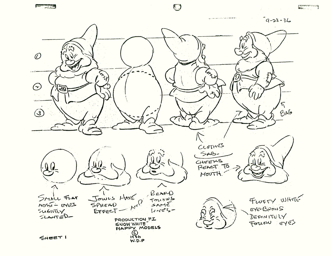 Tales from Weirdland: Model sheets for Disney's Snow White (1937).