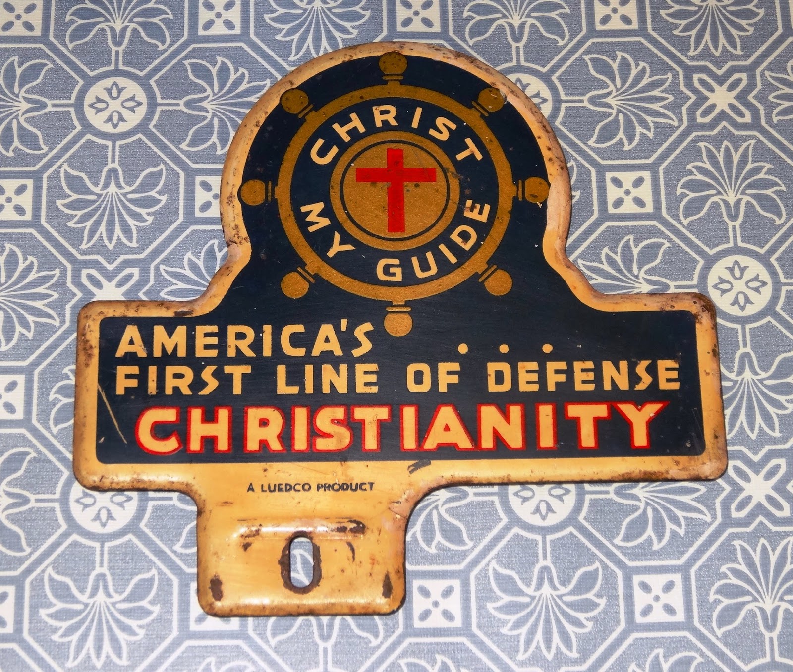 Nostalgia on Wheels: 1940's Christian License Plate Topper