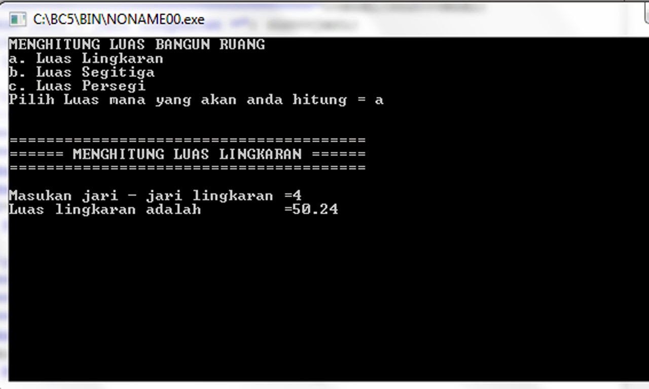 Program Menghitung Luas Bangun Ruang Dengan If Dan Else ~ SEPRIANSHARE ...