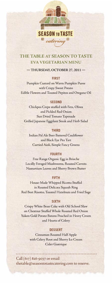 The Table at Season to Taste: At The Table With...Eva's Vegetarian Menu