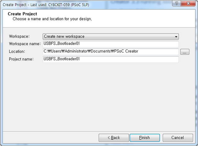 TRY의 MCU 세상: [PSOC] PSOC5 (CY8CKIT-059) 에서 USB 부트로더 5분만에 만들기