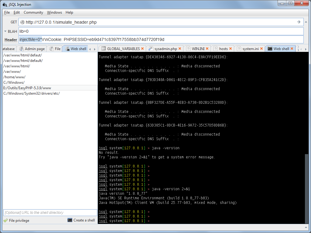 Jsql Injection V0 77 Java Application For Automatic Sql Database Injection Hacking Land