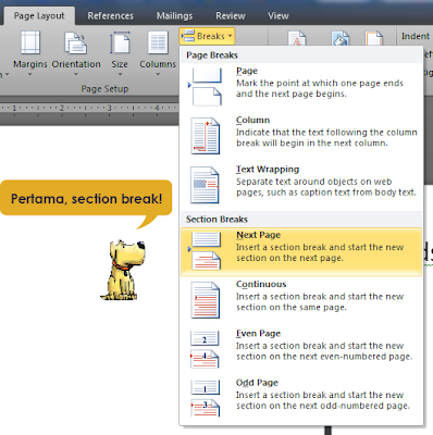 Cara Orientasi Portrait dan Landscape dalam satu dokumen Microsoft Word