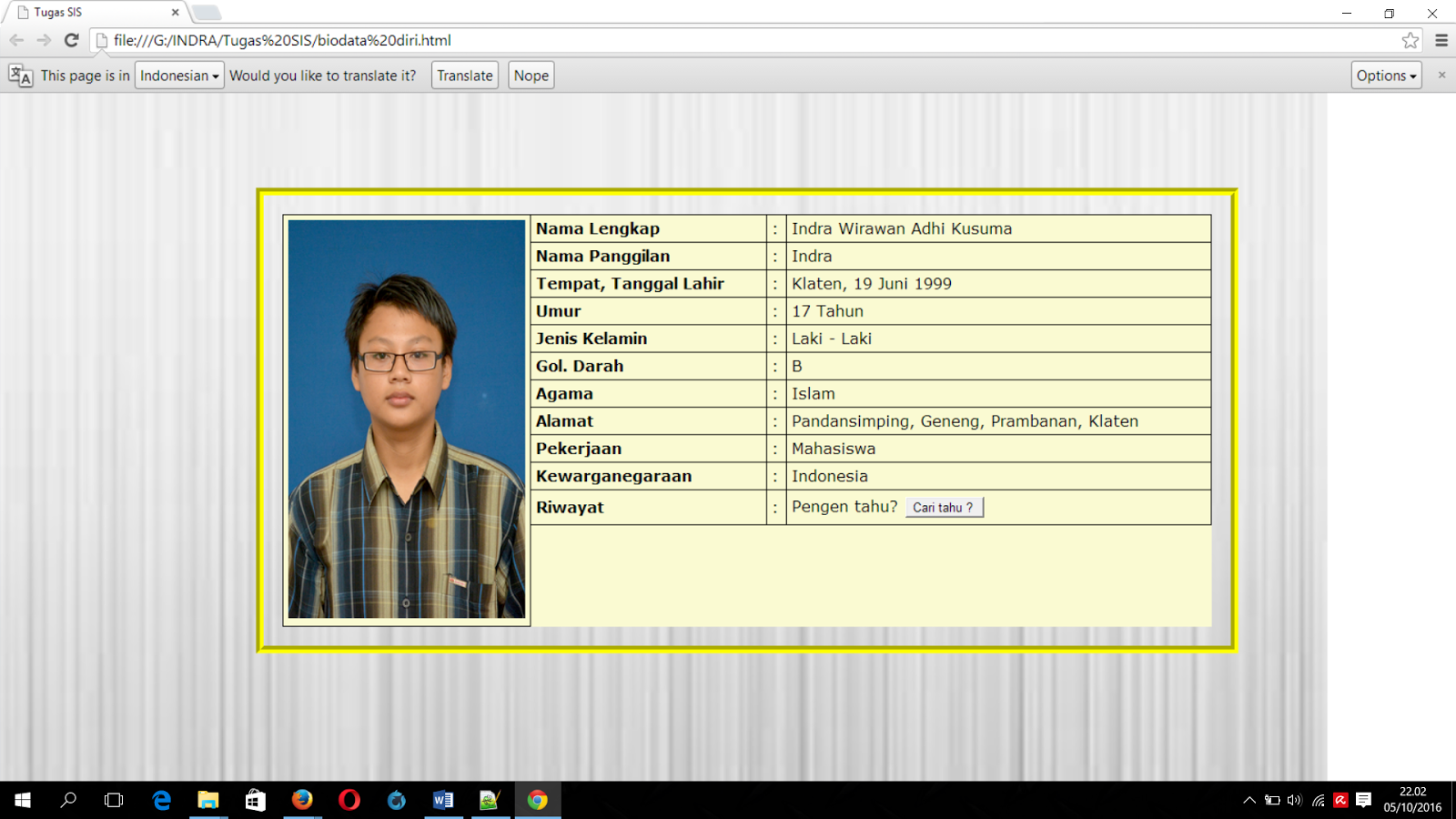 Membuat Biodata Dengan Html Dan Css Contoh Desain Web Menggunakan Html ...