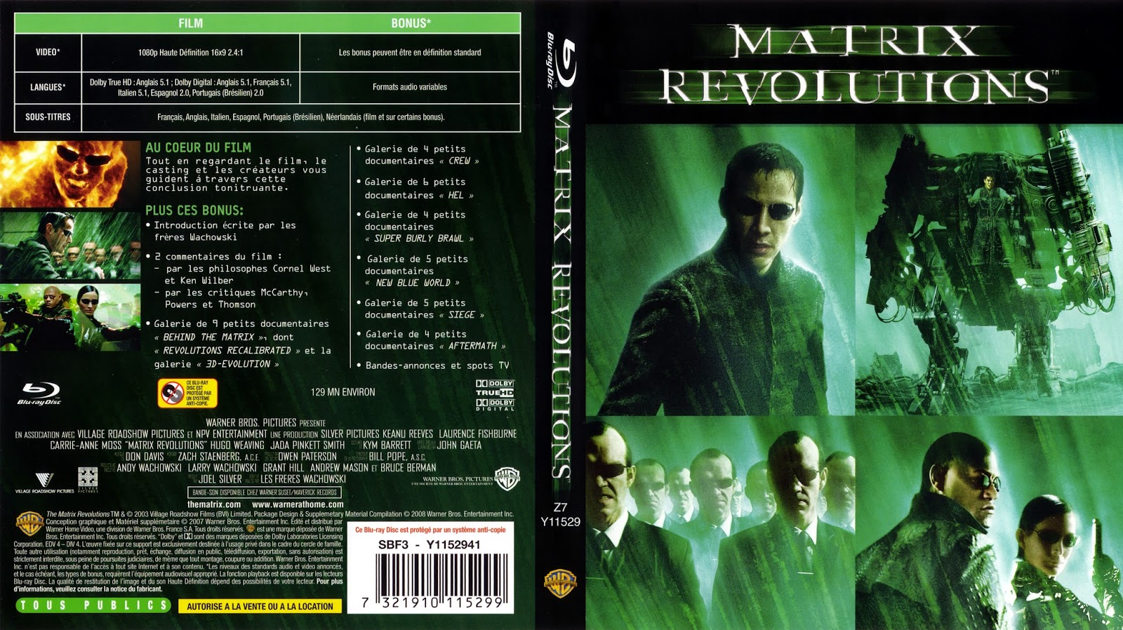 BLU-RAY JAQUETTES BLU-RAY: Matrix revolutions