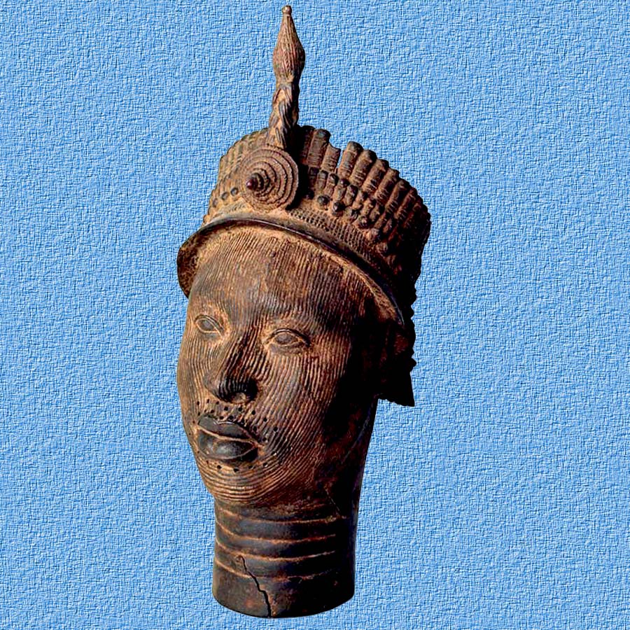 Afro Africa: Cabeça de Bronze de um Ooni Coroado