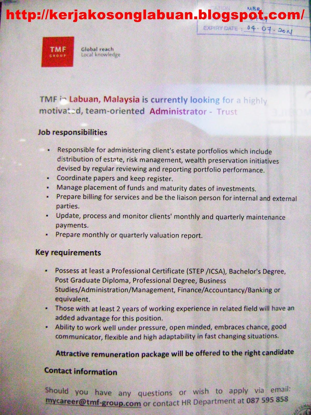 Kerja Kosong Di Labuan: job Vacanct TMF labuan