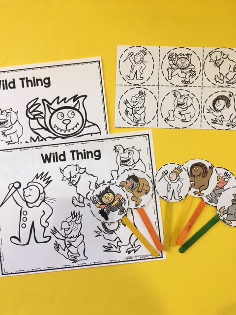 Free Wild Thing Puppet Sticks (Google Drive) ~ Preschool Printables