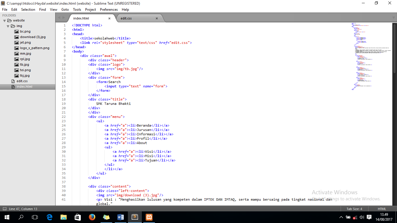 Membuat website sederhana menggunakan CSS dan HTML -hayda