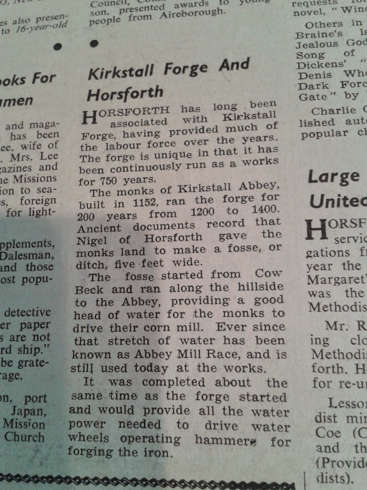 Horsforth Museum: Cow Beck Bridge Horsforth which provided Kirkstall ...