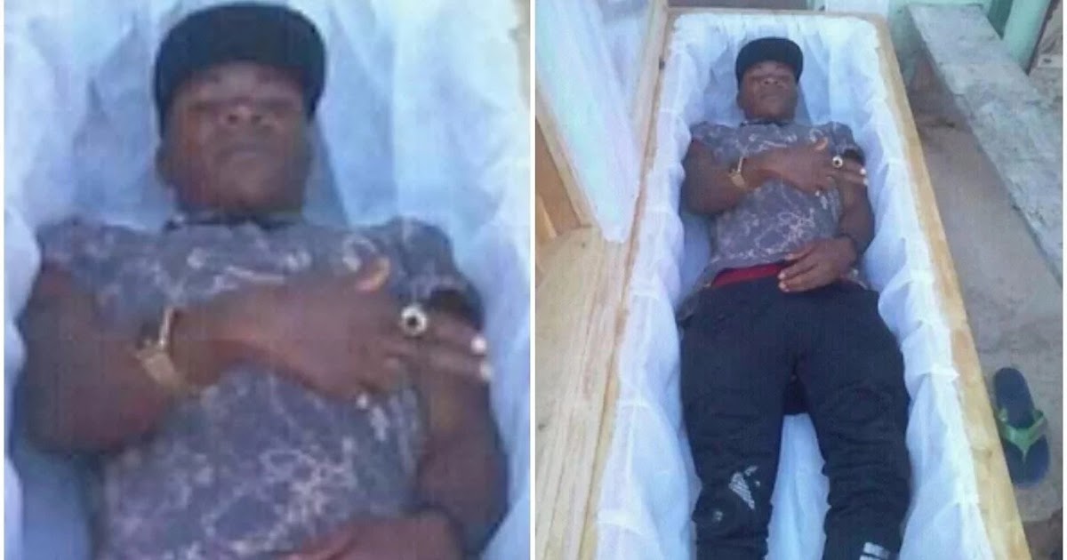 Man seen posing inside a casket sparks outrage on social media (photos ...