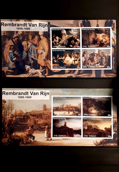 Stamps and albums for sale: Rembrandt and Modern Art paintings stamps