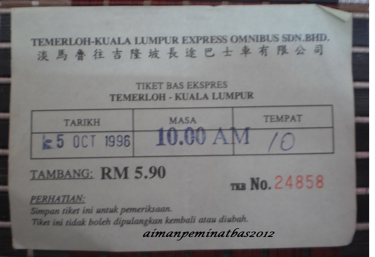 PeMiNaT BaS AimAn....(UBT Group): KOLEKSI TIKET: ZUCO,TEMERLOH EKS ...