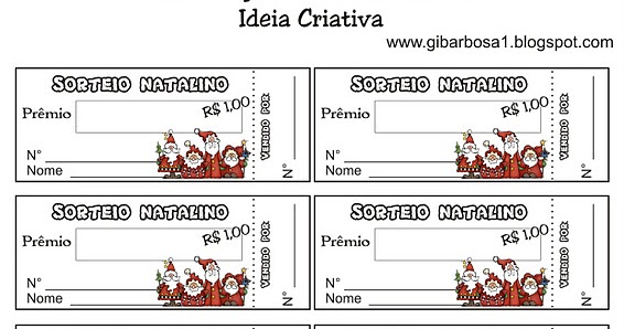 Bilhetes para Sorteio Natalino | Ideia Criativa - Gi Barbosa Educação ...