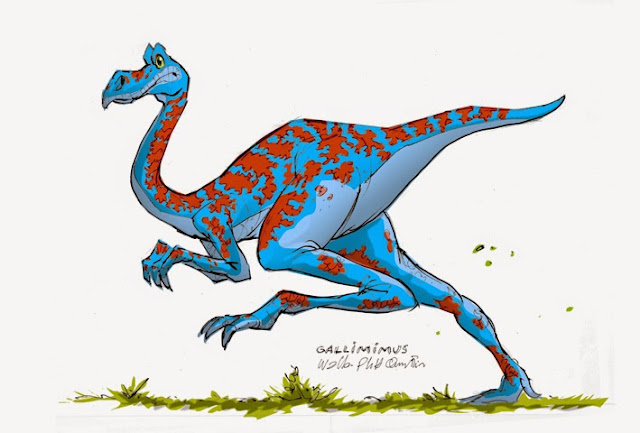 The scifi papers: Gallimimus running cartoon (Animated sketch too)