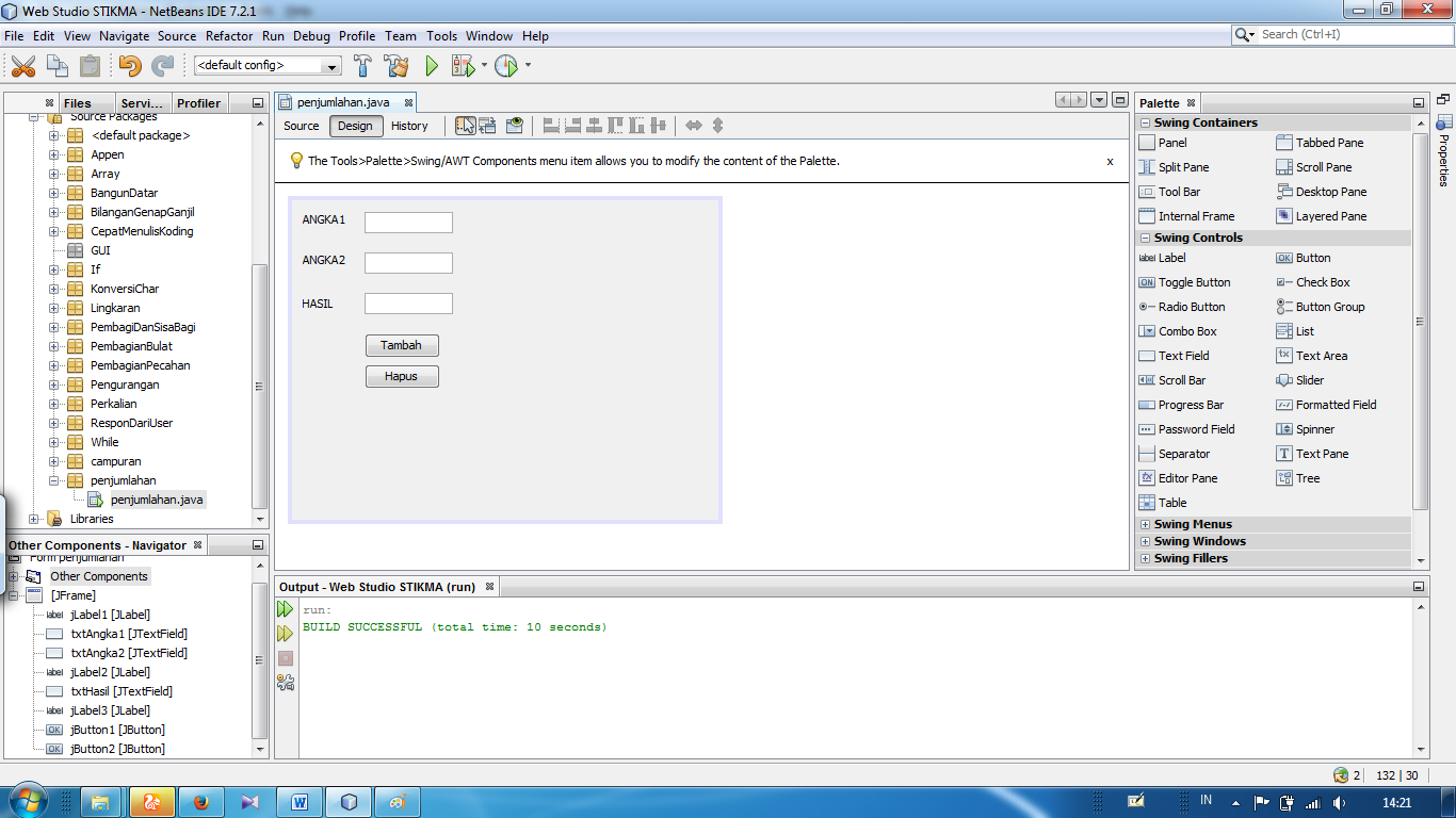 Contoh Program Penjumlahan Java Netbeans ~ Materi Java Pemula