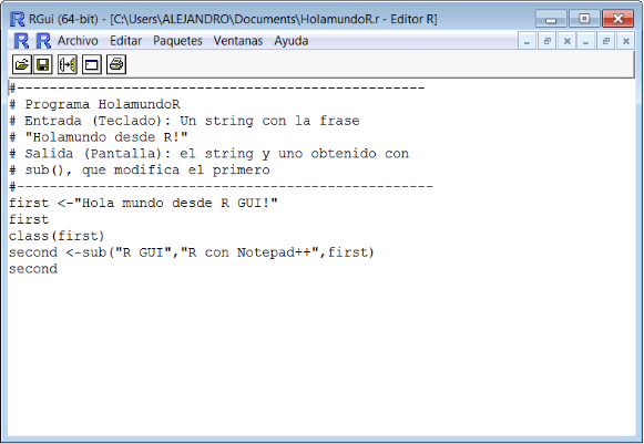 Infografia de una función: R- Ejecutar un script redactado con Notepad++
