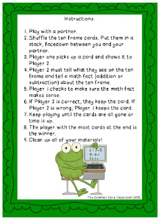 The Common Core Classroom: Ten Frame Game for Math Daily 5!