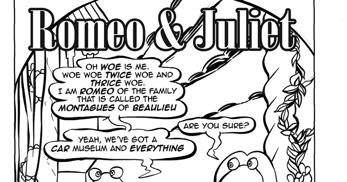 Kev F comic art: Romeo & Juliet comic strip in Graphic Shakespeare comp